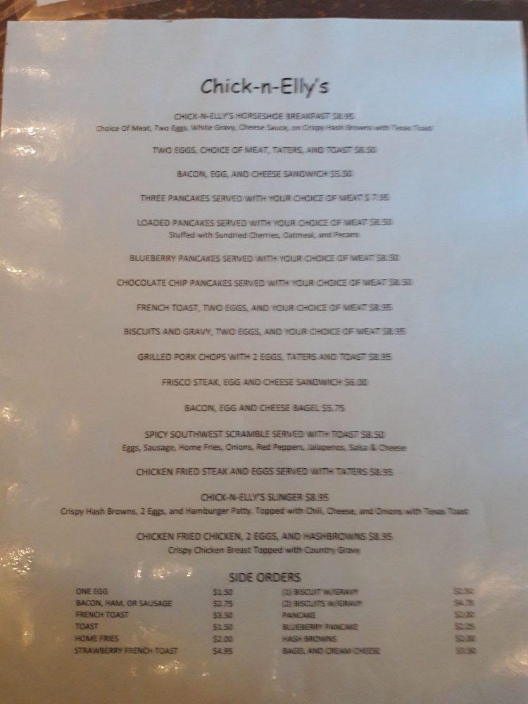 Menu at Chick N Elly's pub & bar, Eureka