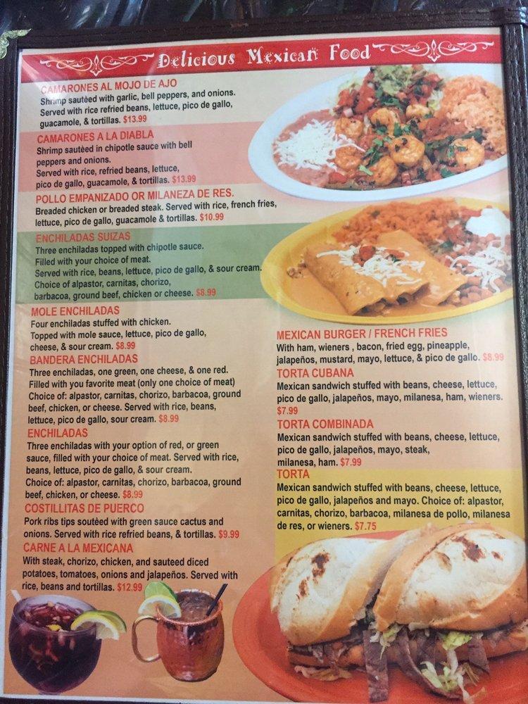 Menu at Huaraches Moroleon restaurant, Urbana