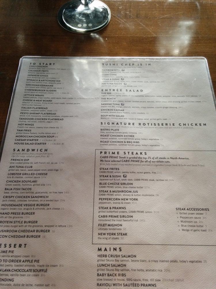 Menu at JOEY Don Mills steakhouse, Toronto, 75 O'Neill Rd