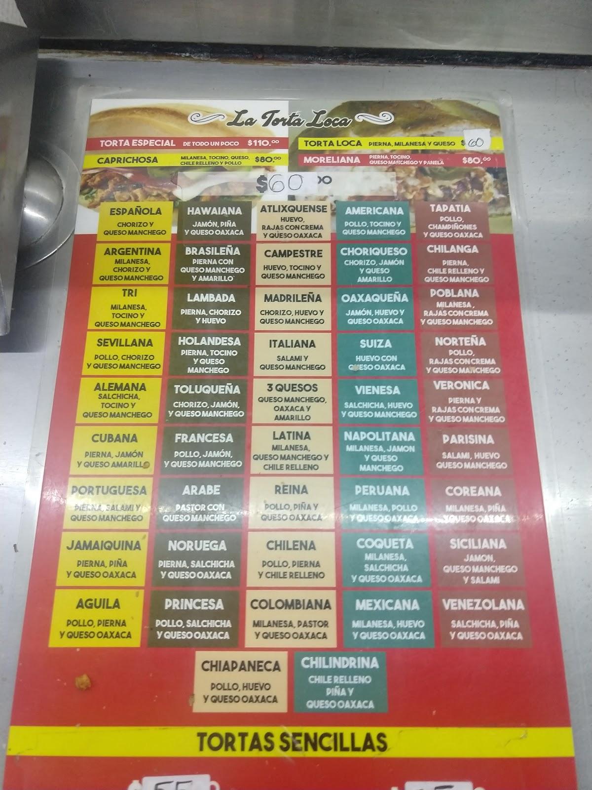 Carta del restaurante La Torta Loca, Ciudad López Mateos, 3er. Anillo ...