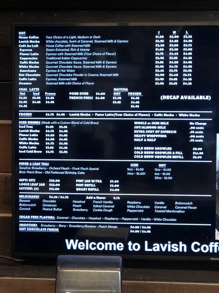 Menu at Lavish Coffee Bar, Jasper