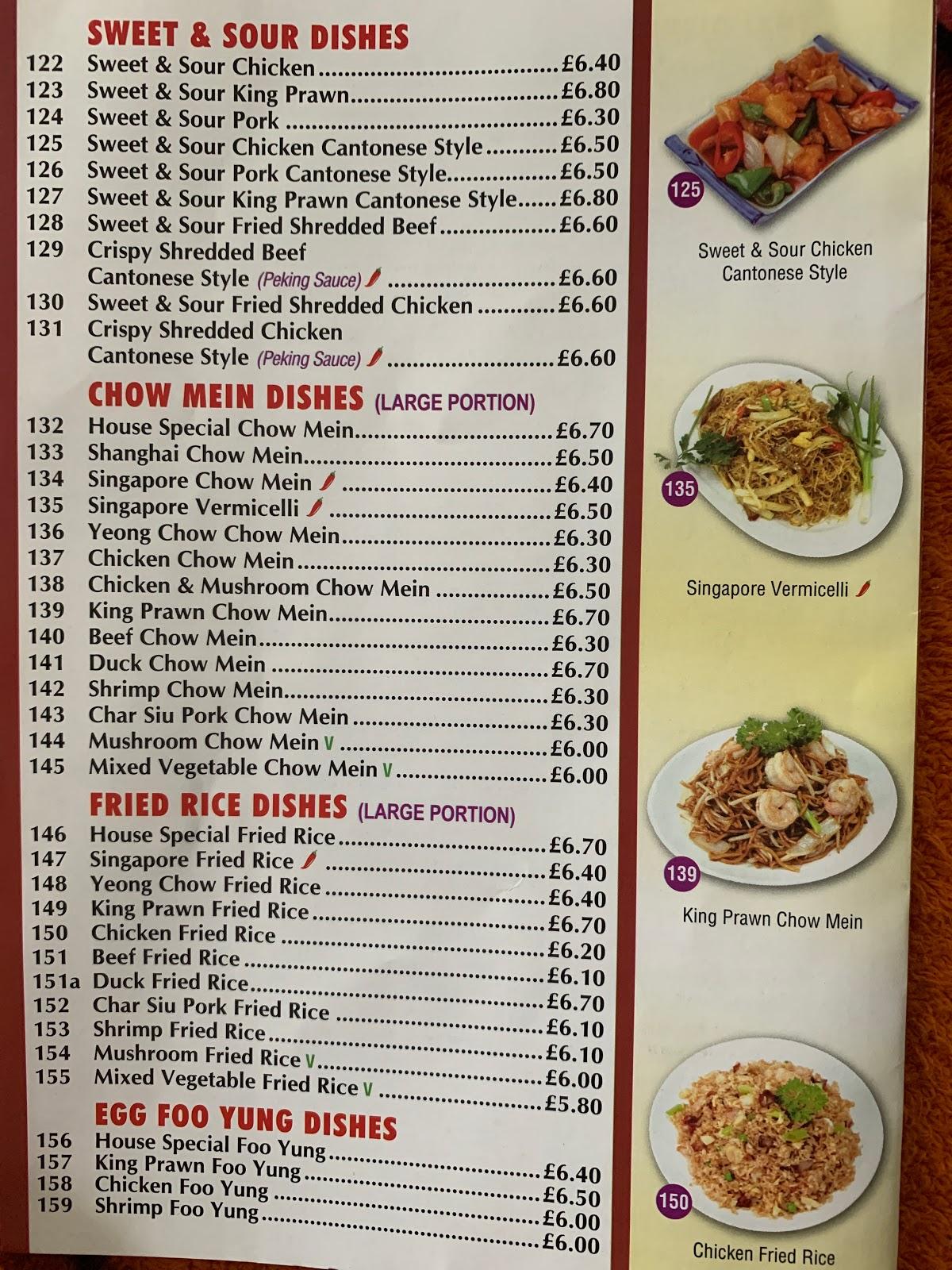 Menu at Leigh Sinton Chinese Take Away restaurant, Malvern