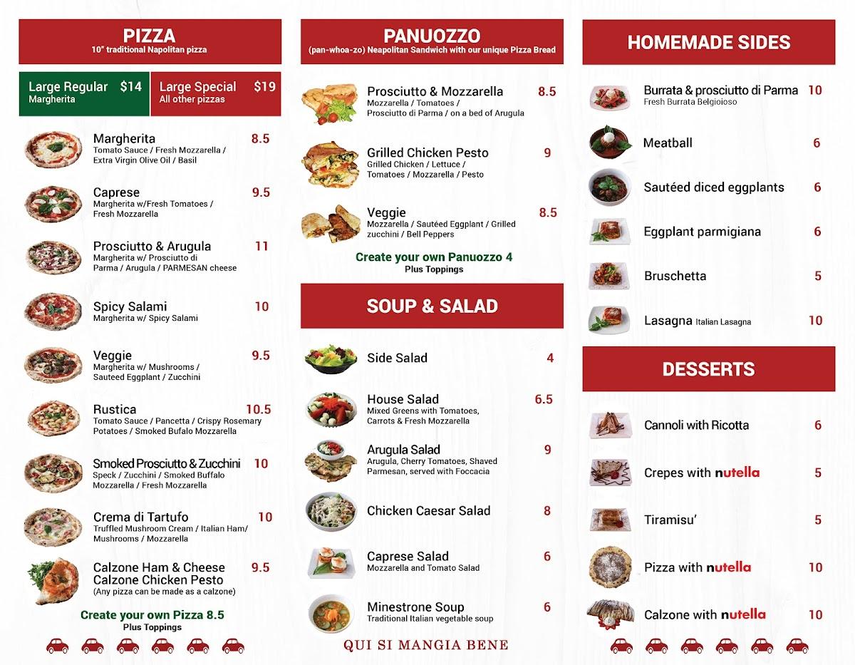 Carta de pizzería Pummarola at The Falls "Pizza Napoletana", Miami