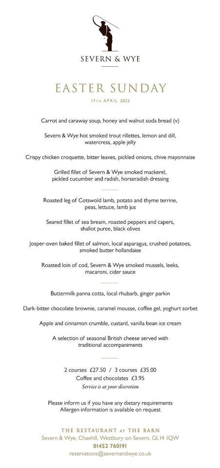 Menu at Severn & Wye Smokery restaurant, Westbury-on-Severn
