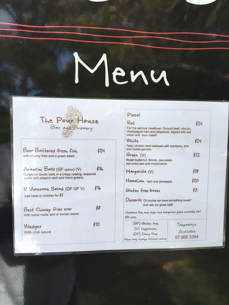 Menu at The Pour House pub & bar, Hahei, Near Cathedral Cove