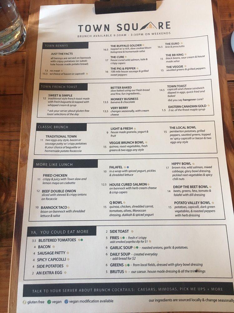 Menu at Town Square Restaurant, Pemberton