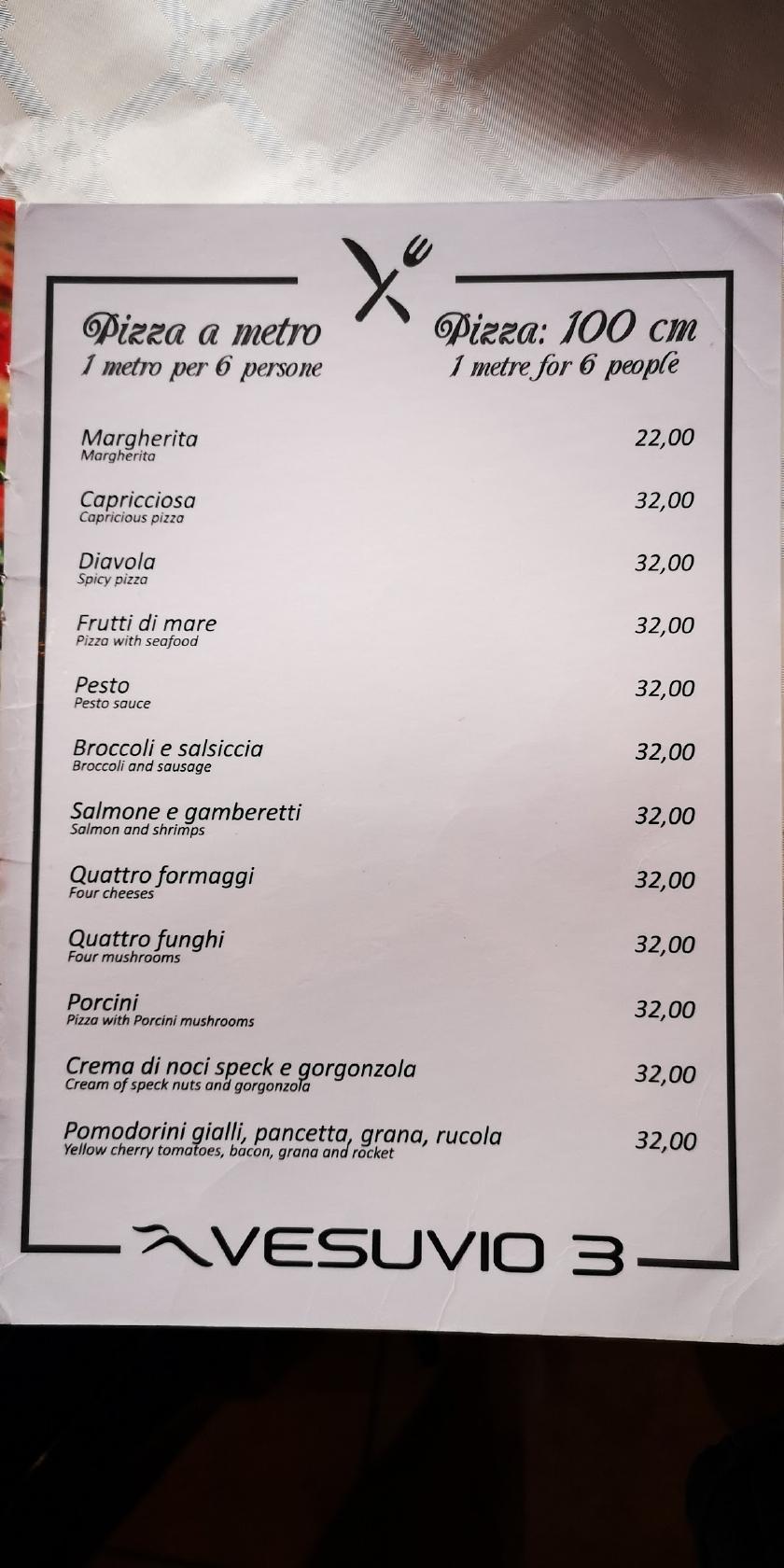Menu da Vesuvio 3 ristorante, Torre Dell'orso, LE