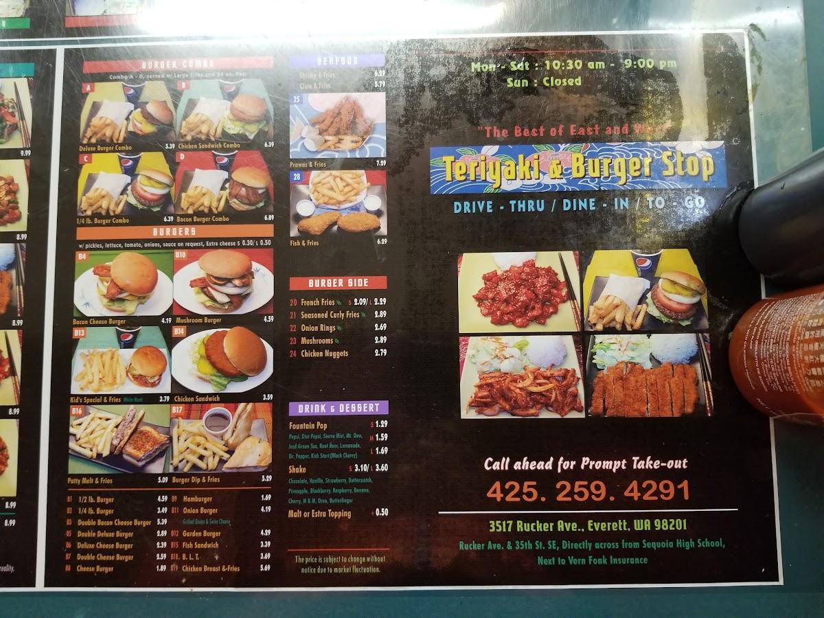 Menu at Burger Stop restaurant, Everett