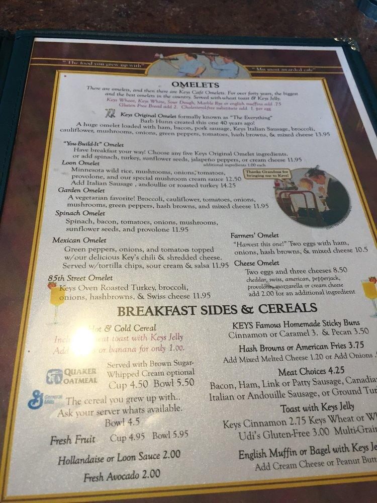 Menu at Keys Cafe & Bakery, Roseville, Lexington Ave N