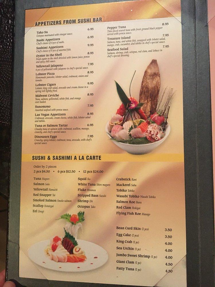 Menu at Kyoto restaurant, Greenfield