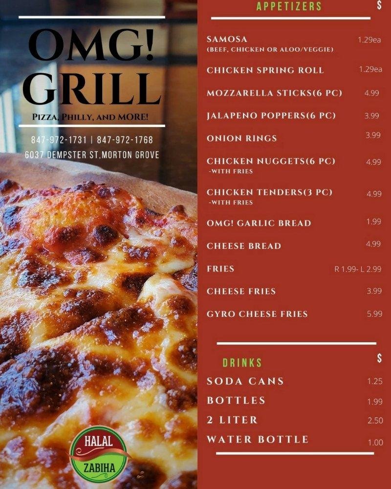 Menu at OMG! Grill pizzeria, Morton Grove