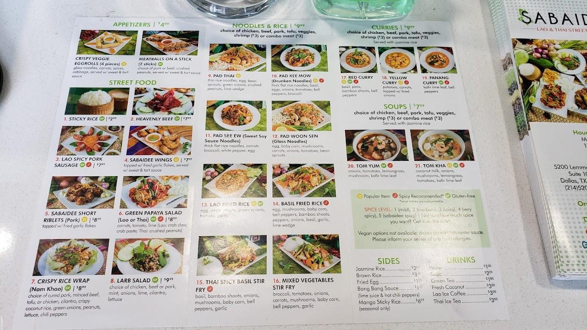 Menu at Sabaidee Lao and Thai Street Food - Rowlett restaurant, Rowlett