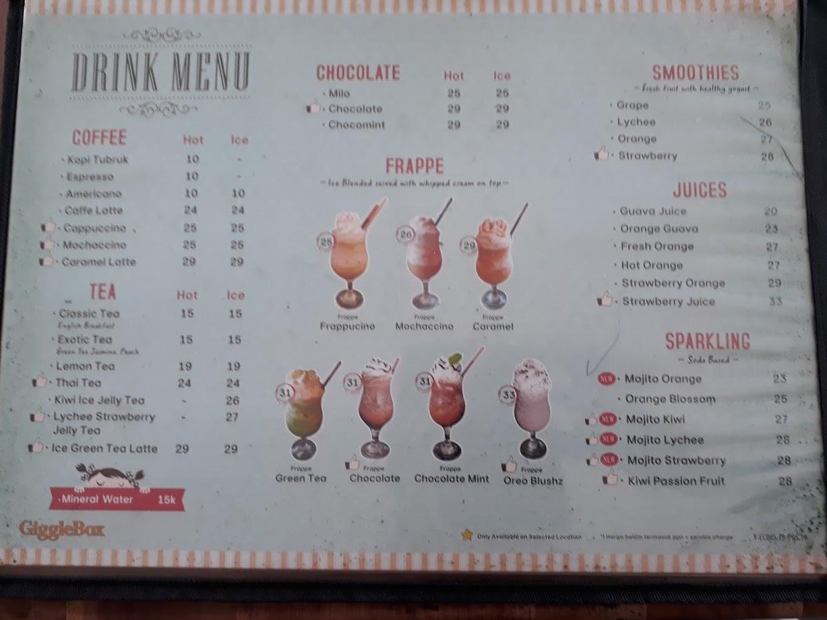 Carta del restaurante Giggle Box Muria Semarang, Semarang, Jl. Muria No.1
