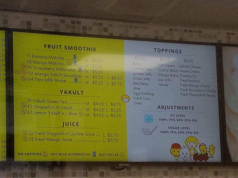 Menu at Happy Lemon pub & bar, San Francisco, 99 Drumm St