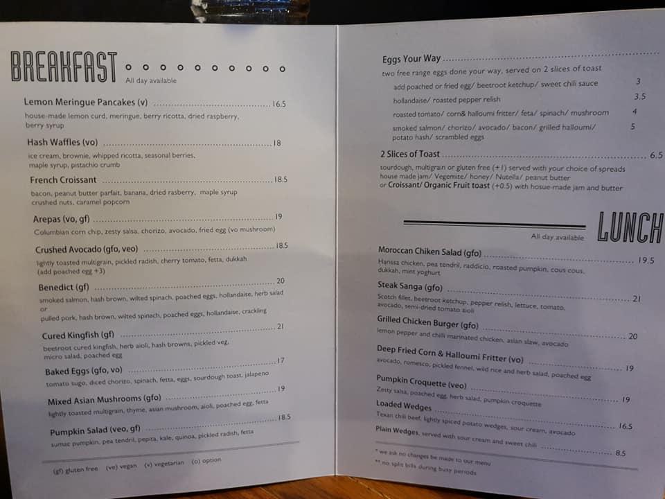 Menu at Hash Specialty Coffee cafe, Camberwell