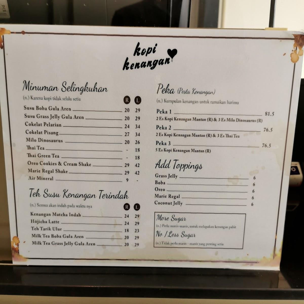 Menu at Kopi Kenangan x Chigo x Flip Burger - Ruko Rawamangun, East ...