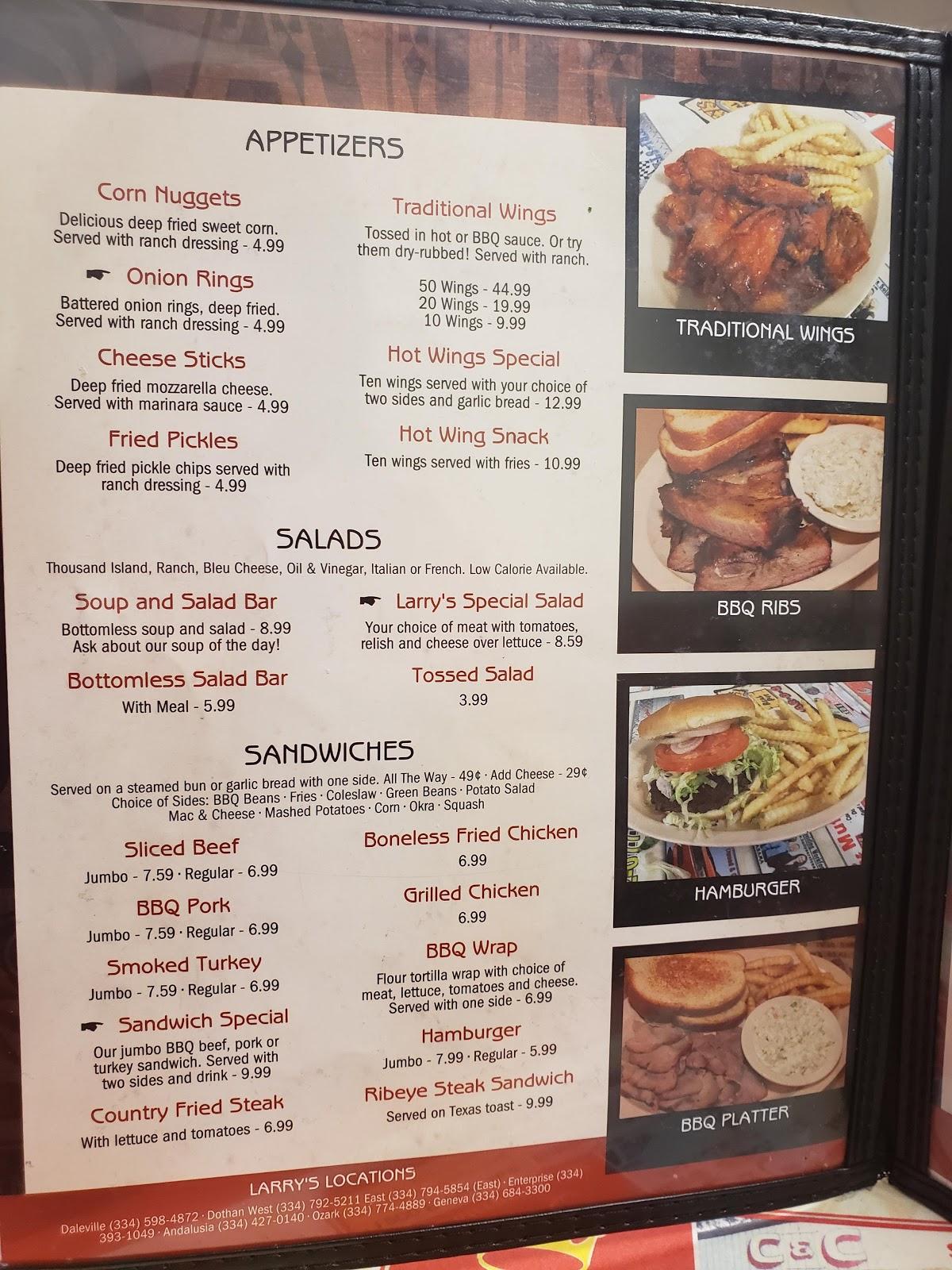 Menu at Larry's Real Pit Bar-B-Q, Enterprise