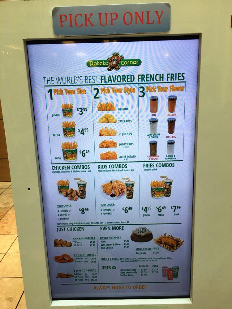 Menu at Potato Corner fast food, Tukwila