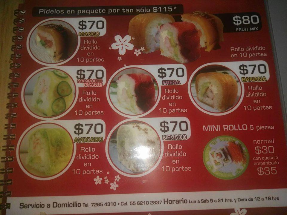 Menu at Sushi Ryu Time restaurant, Ciudad López Mateos
