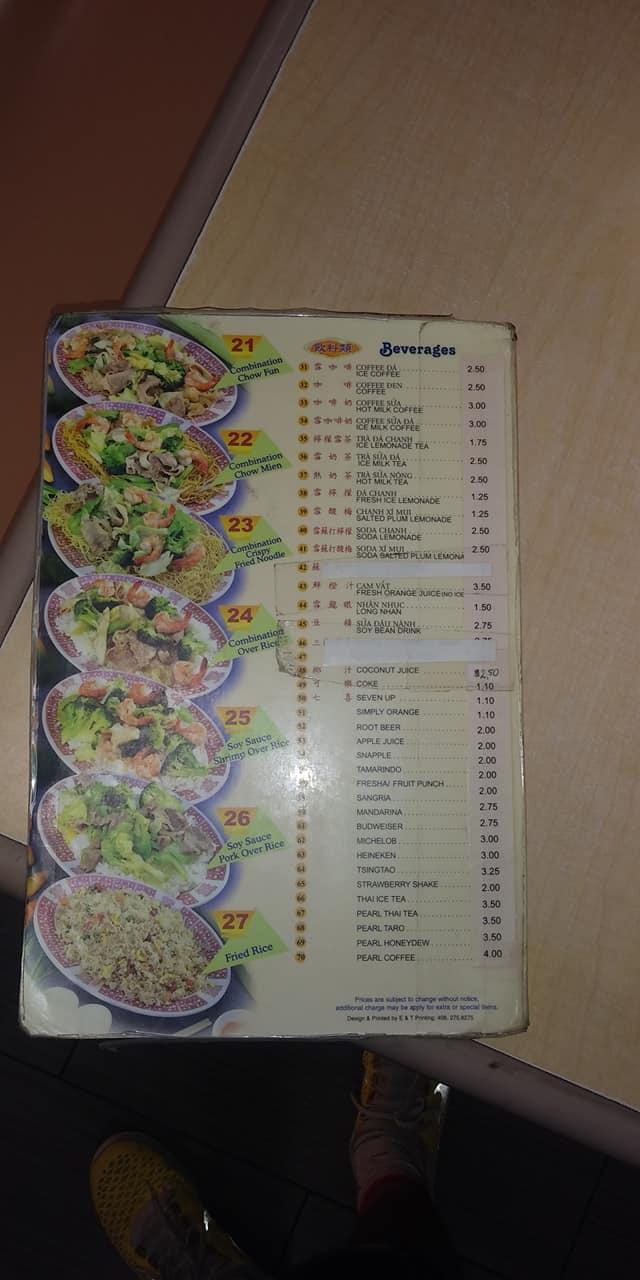 Menu at TK Noodles 12 restaurant, Sacramento