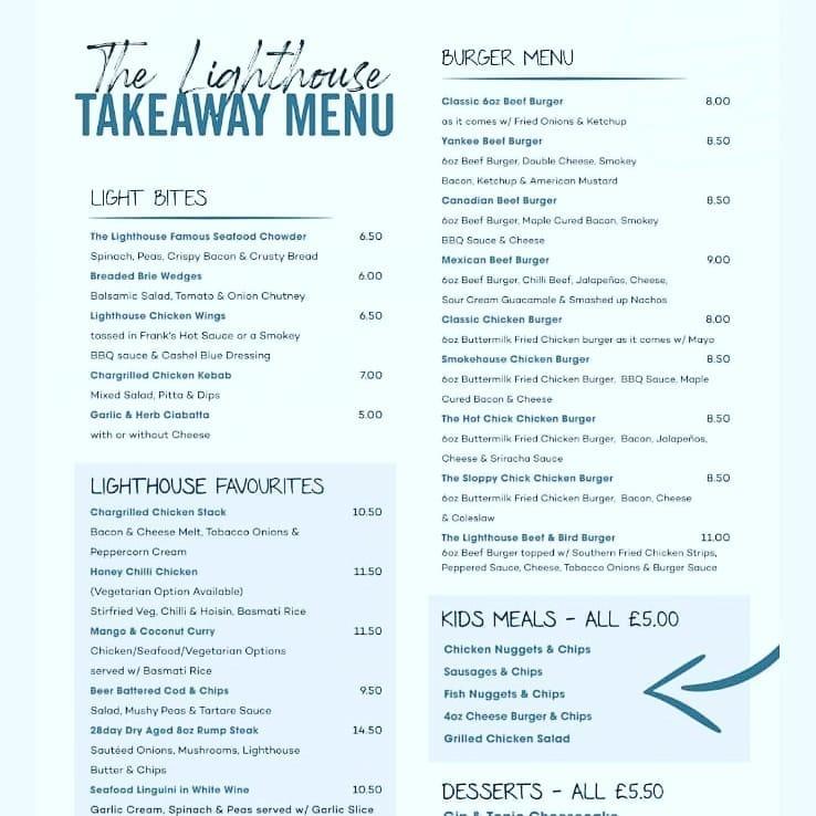 Menu at The Lighthouse Bar and Grill, Donaghadee