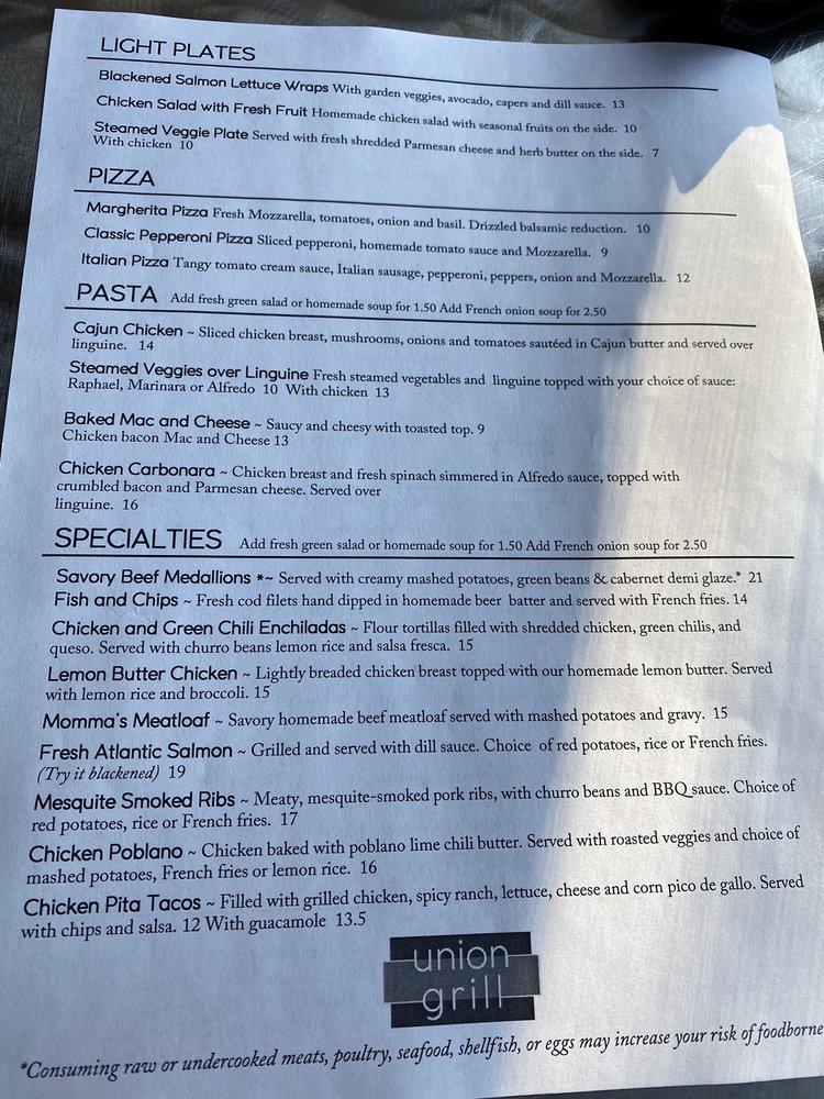 Menu at Union Grill pub & bar, Ogden, 315 24th St