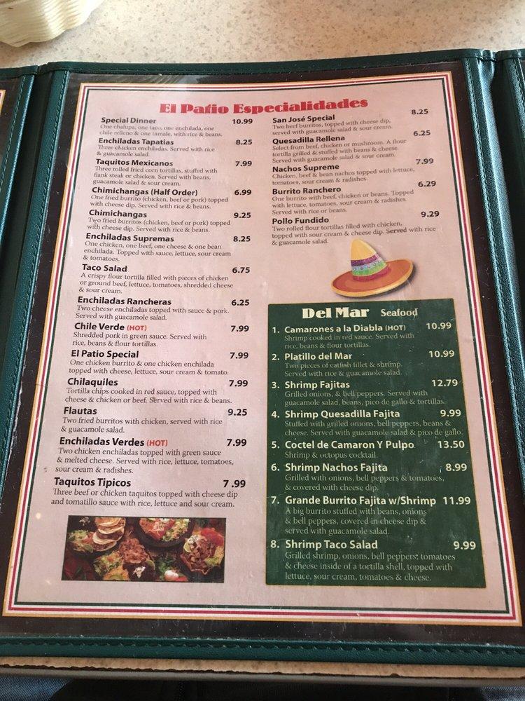 Menu at El Patio Mexican Restaurant, Waterford Township