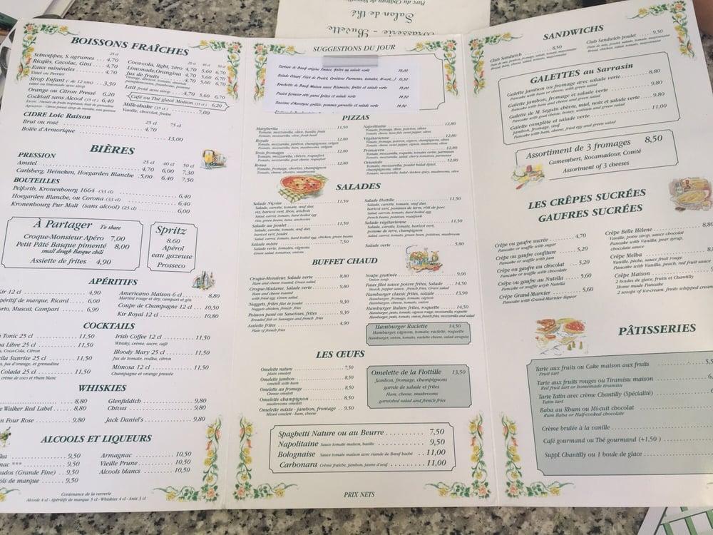 Menu at La Flottille restaurant, Versailles