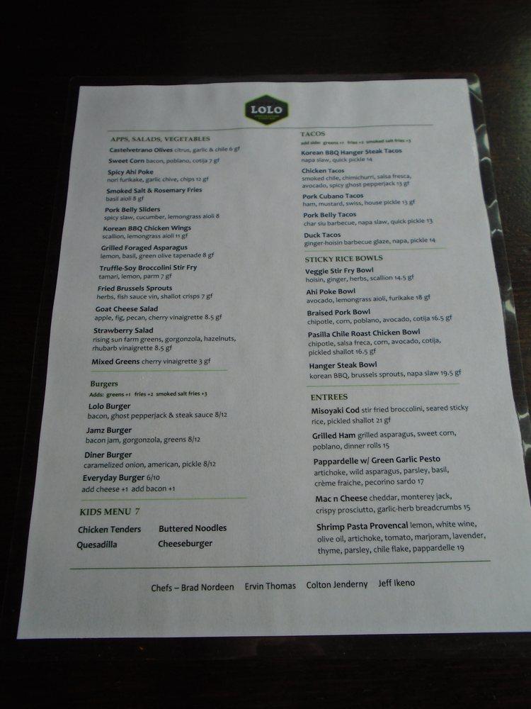 Menu at LoLo American Kitchen & Craft Bar Hudson, Hudson