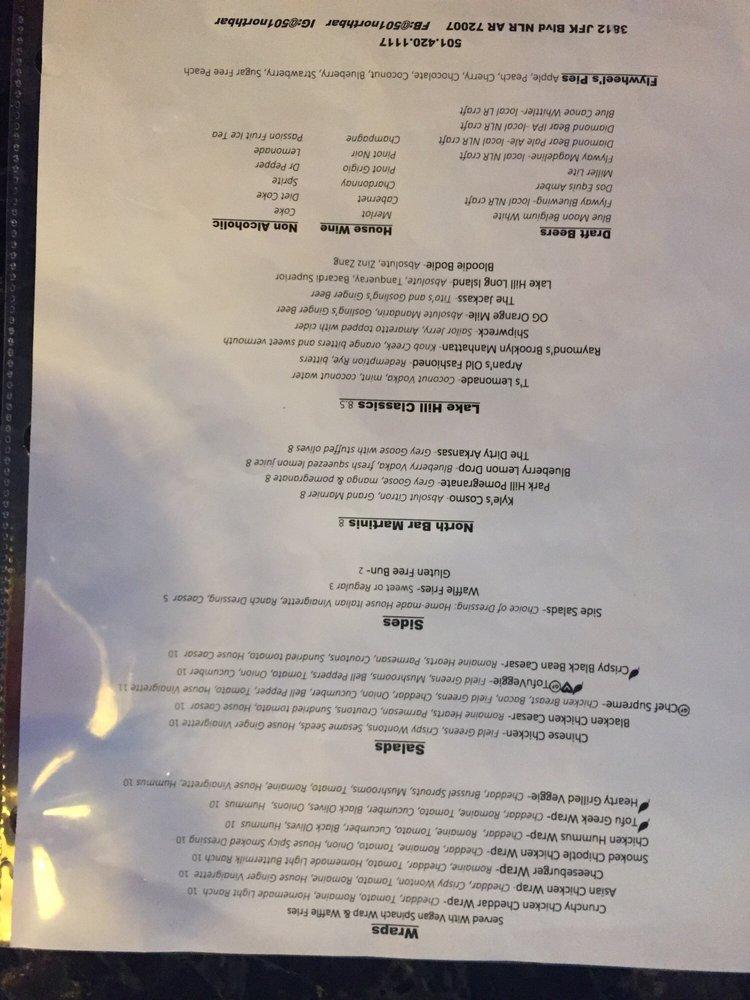 Menu at North Bar, North Little Rock, John F Kennedy Blvd