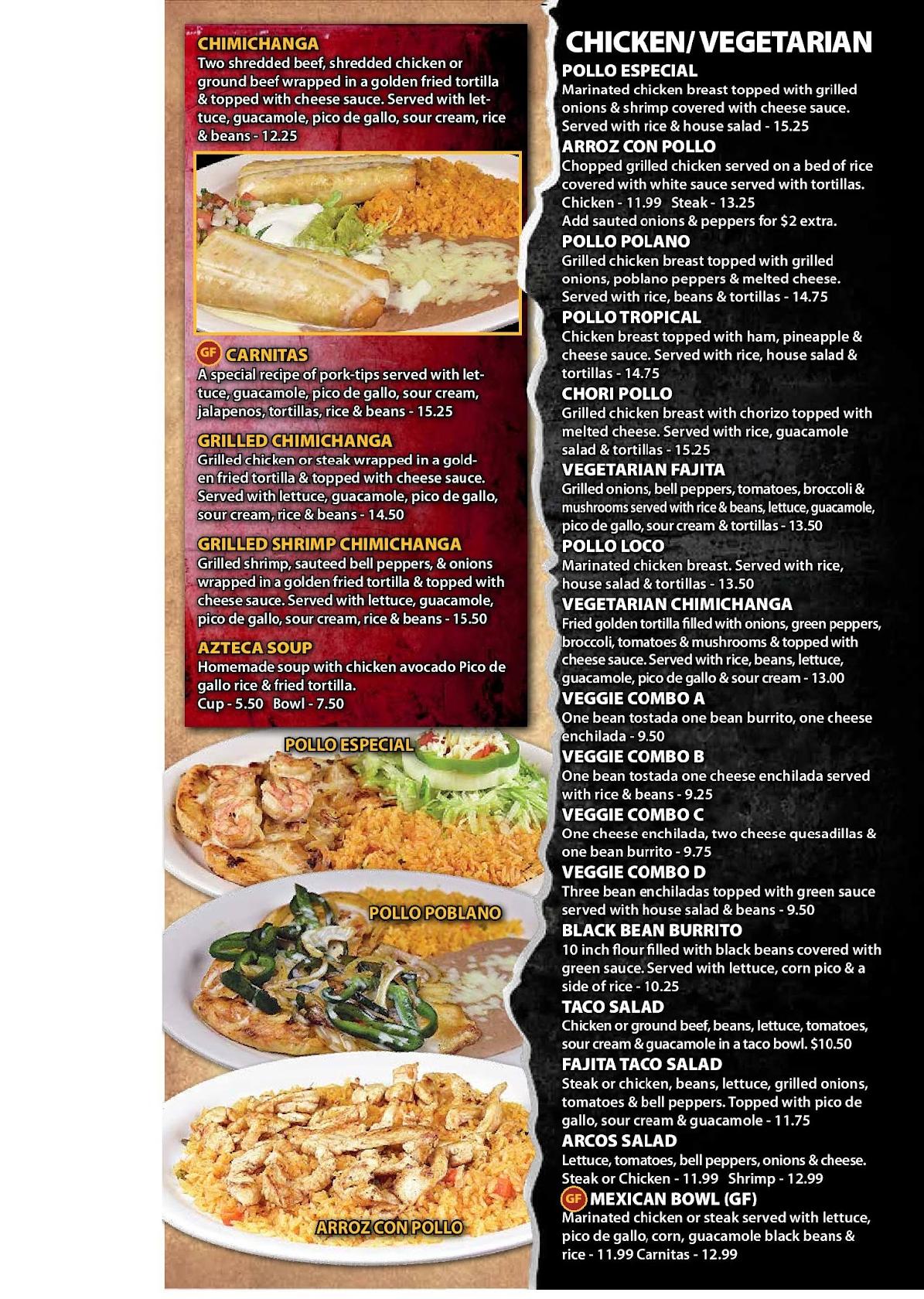 Menu at Arcos Restaurante Mexicano, Fort Wayne