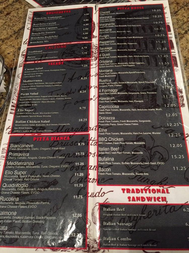 Menu at Elio Pizza On Fire pizzeria, Addison, 520 W Lake St