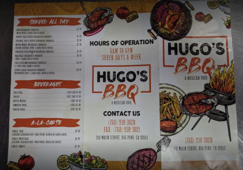 Menu at Hugo's BBQ & Mexican, Bishop