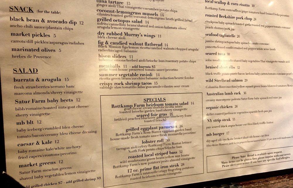 Menu at Market Bistro pub & bar, Jericho