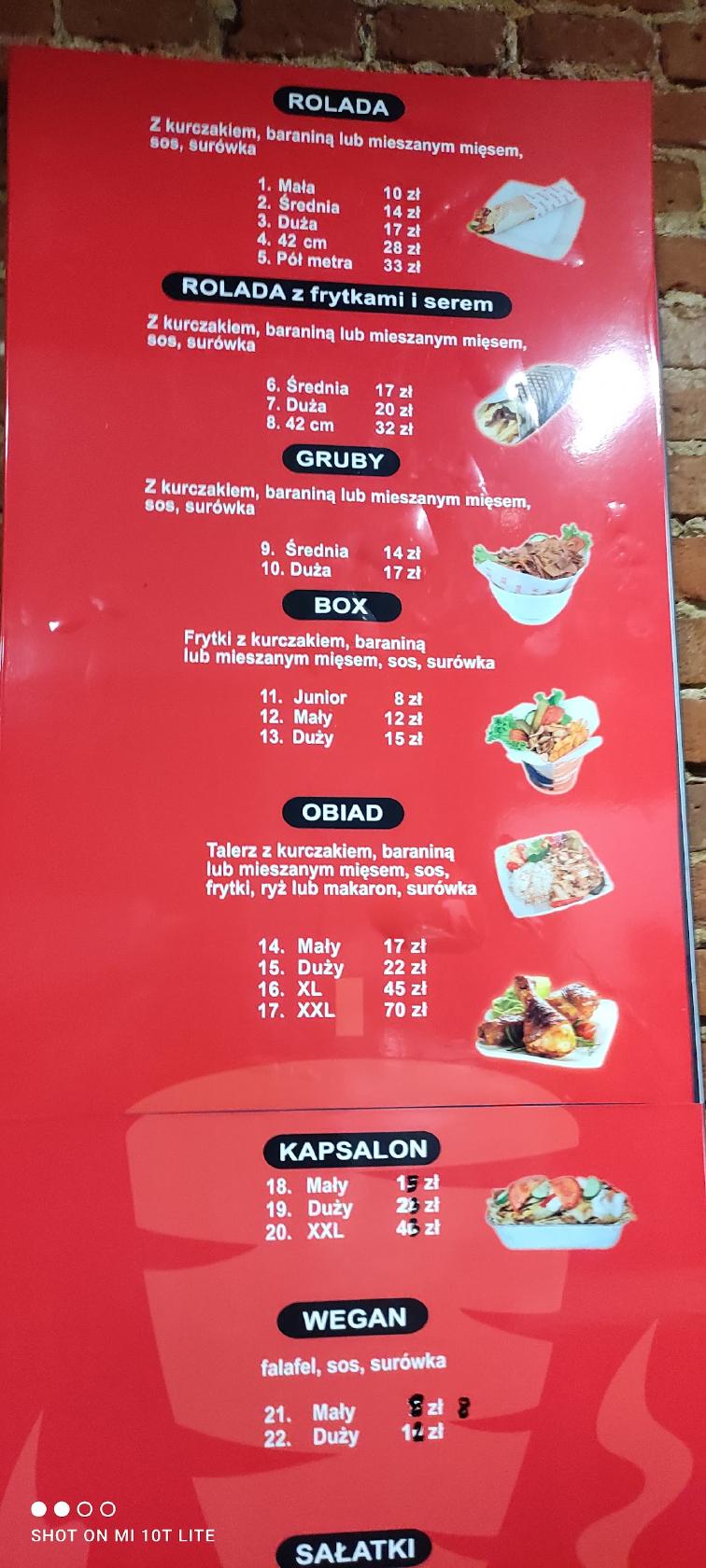 Menu at Nadia Kebab restaurant, Siedlce