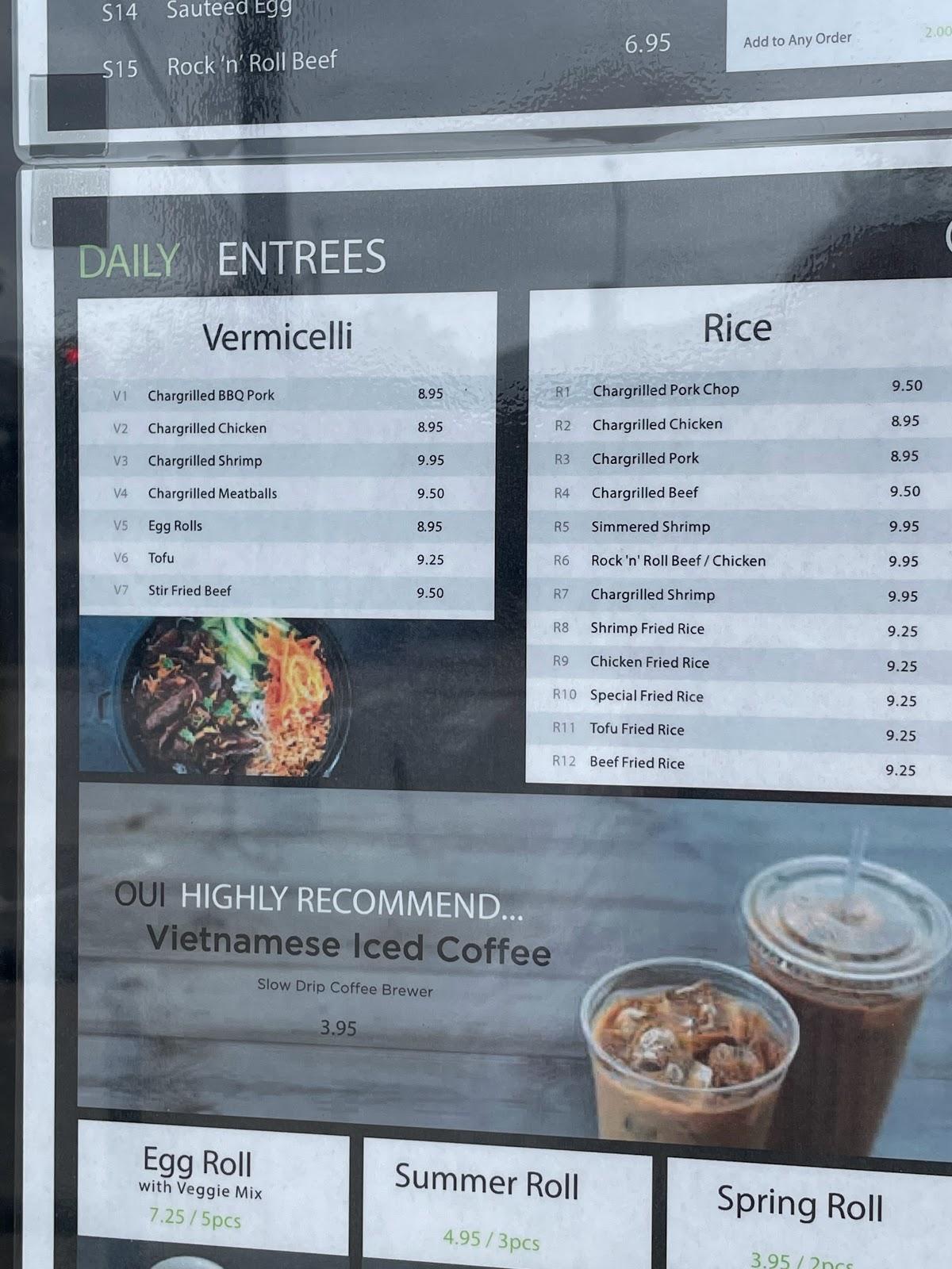 Menu at Oui Banh Mi restaurant, Houston