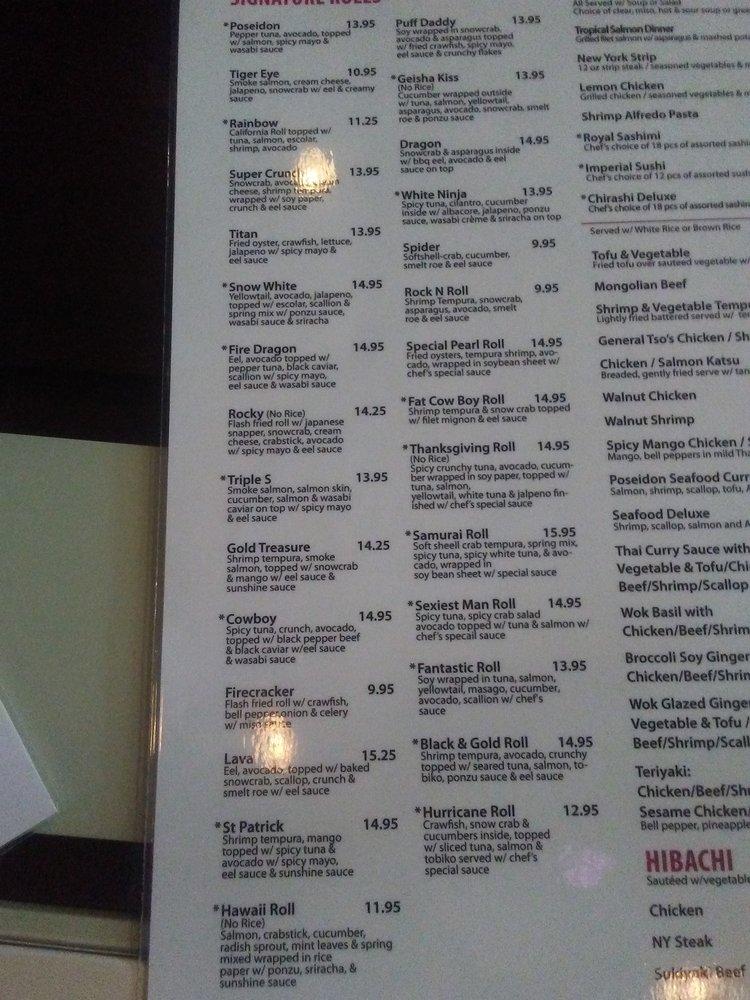 Menu at Poseidon Oyster Sushi Bar, New Orleans