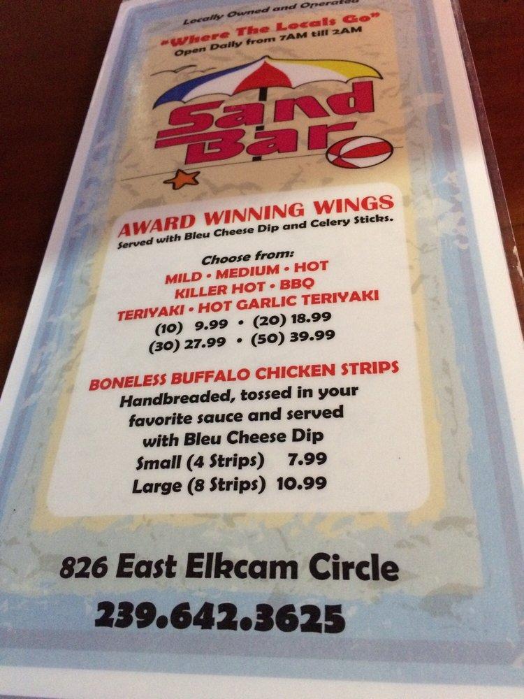 Menu at Sand Bar ️, Marco Island