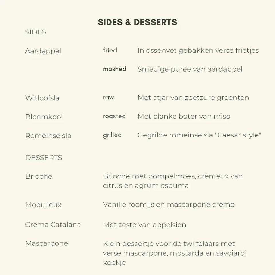 Menu at Sensi Concepts, Kalmthout