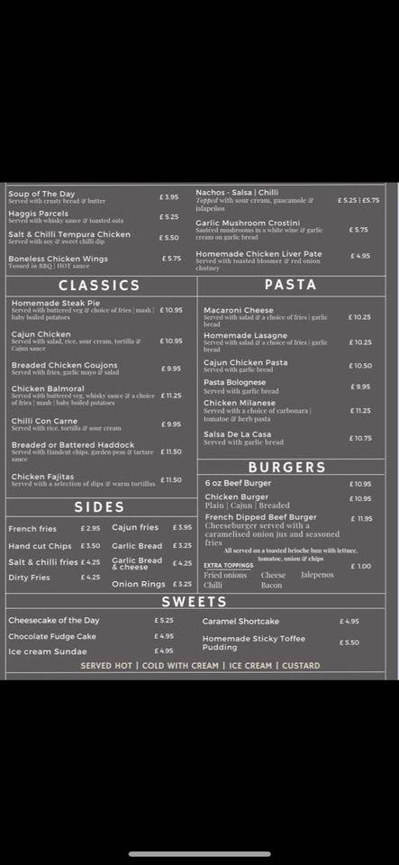 Menu at Whifflet Arms pub & bar, Coatbridge