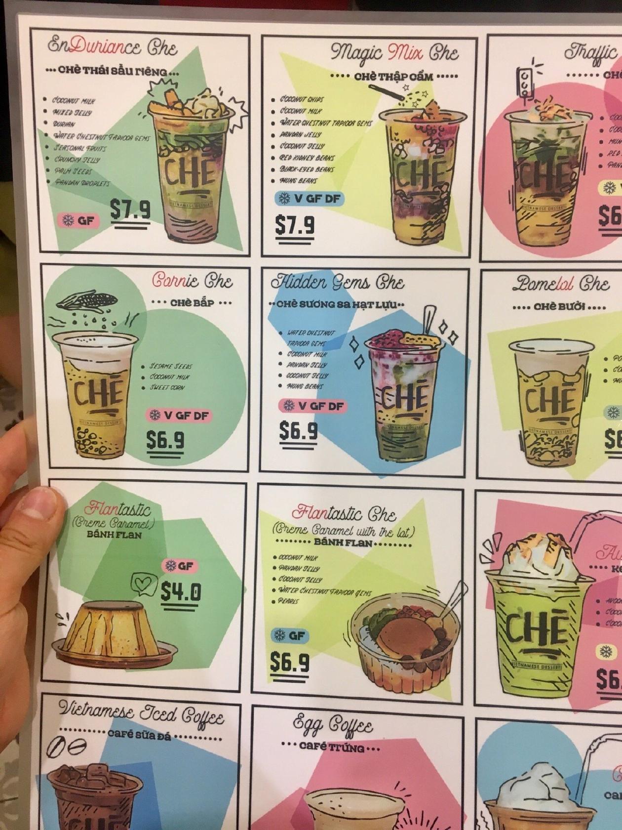 Menu at Che Desserts Australia, Melbourne