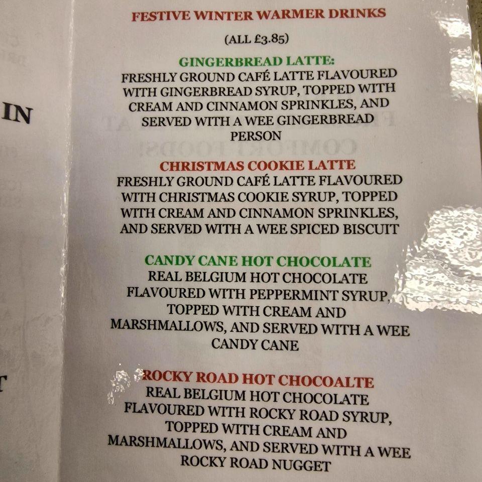 Menu at Comfort Foods fast food, Inverness