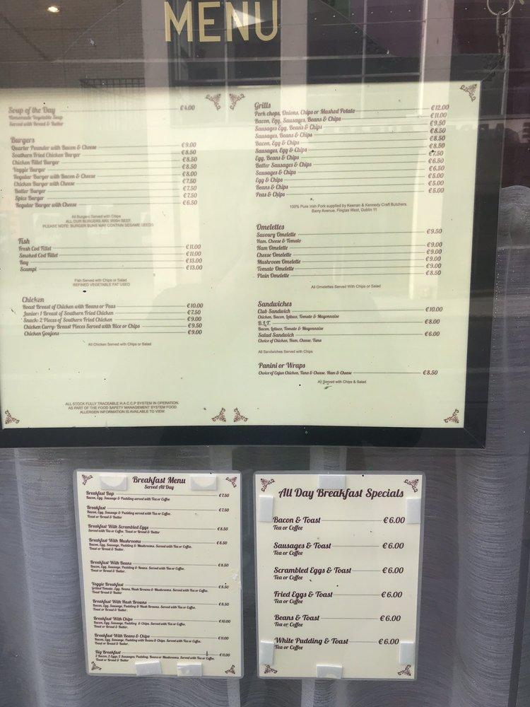 Menu at Del Rio's Cafe, Dublin