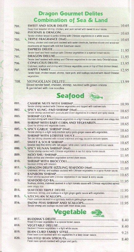 Menu at Dragon Delite Chinese Restaurant, Stone Mountain