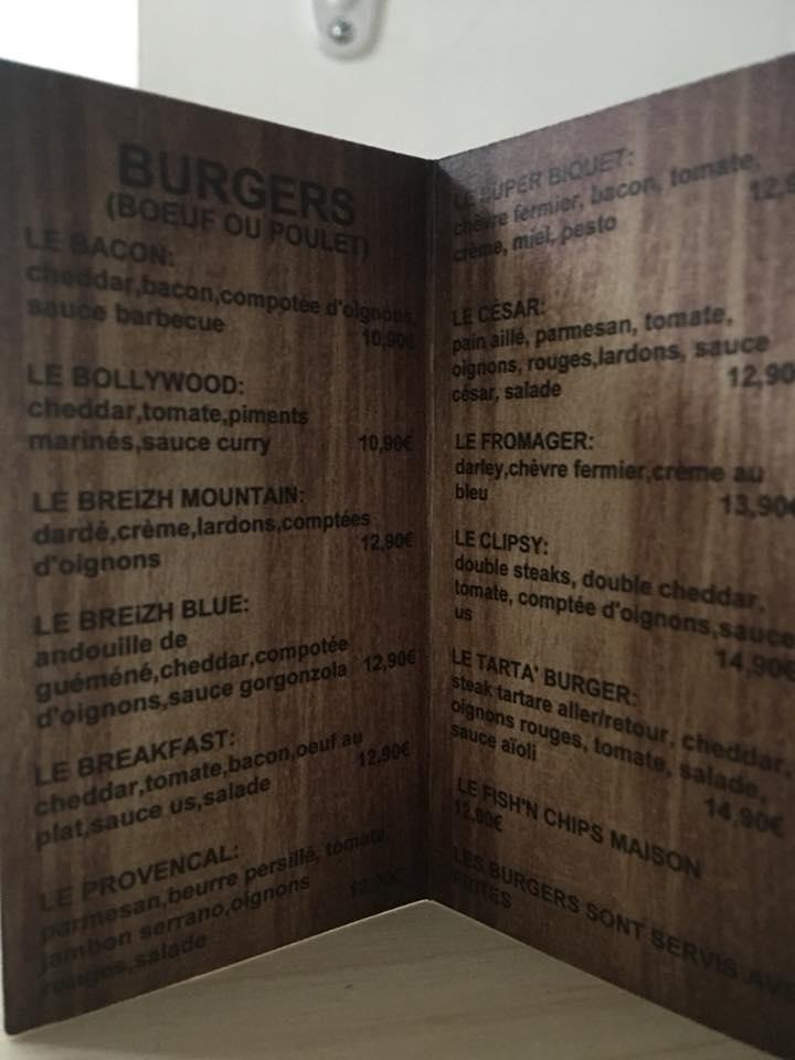 Menu at L' Eclipse restaurant, Fréhel