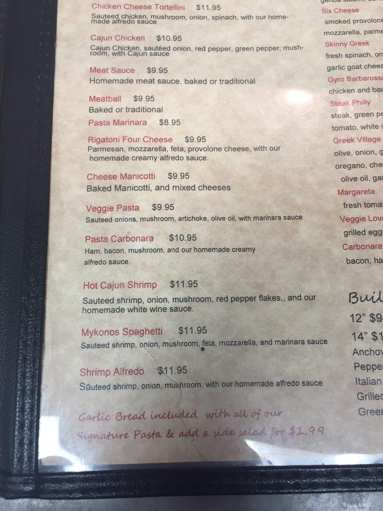 Menu at Pizza Barbarossa, Charleston, 100 RHL Blvd