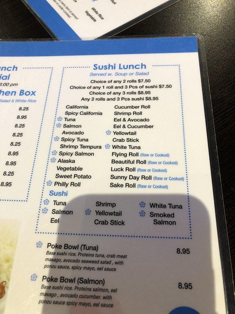 Menu at Sakura restaurant, Moyock