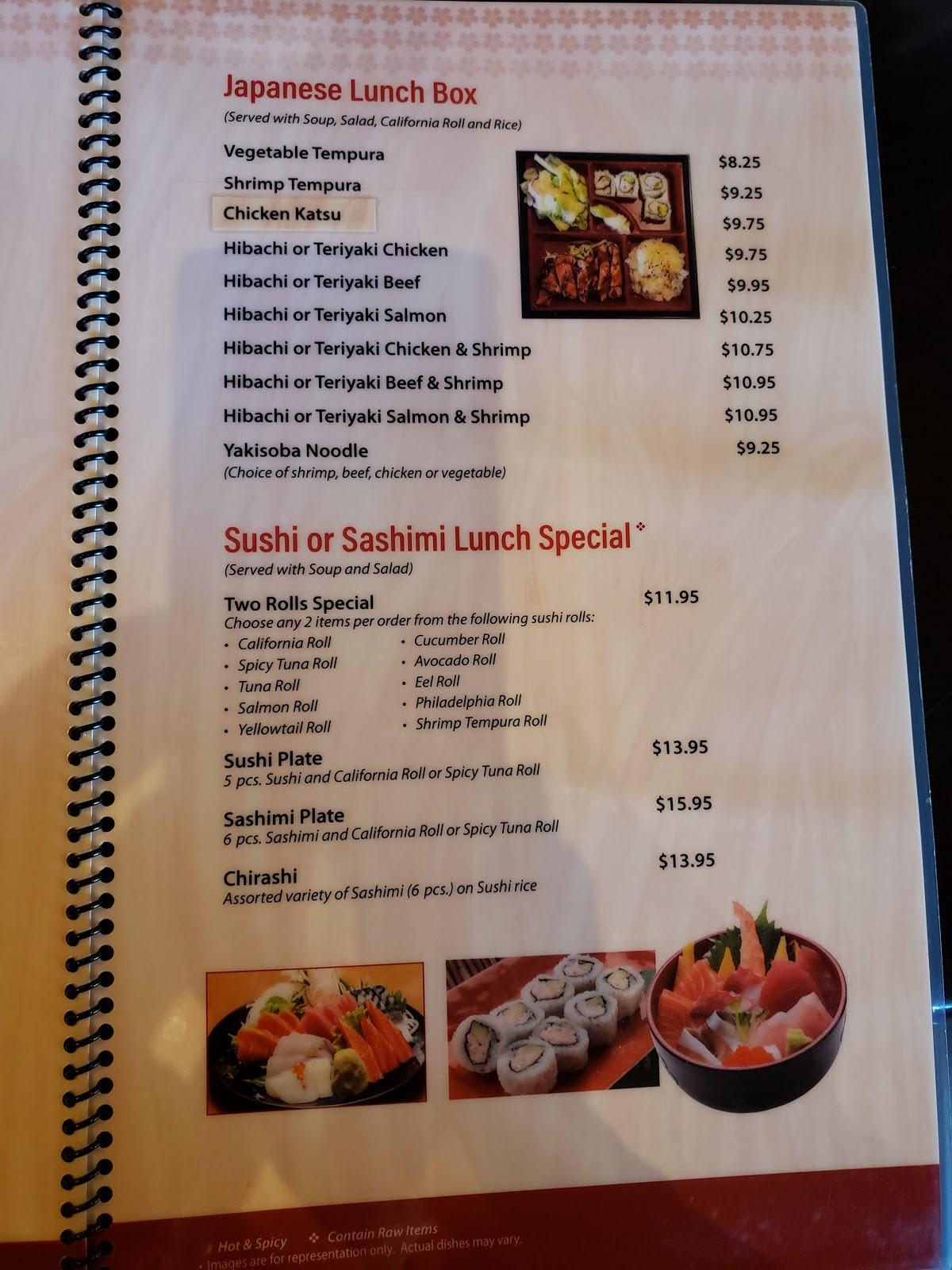 Menu at Sakura's Sushi and Grill restaurant, Kingman