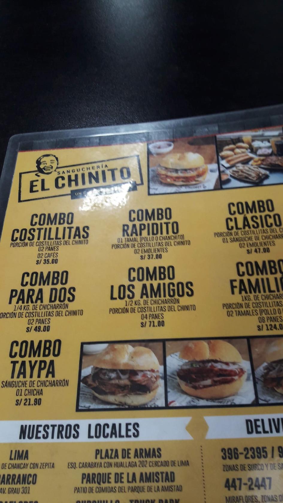 Menu at Sangucheria El Chinito restaurant, San Juan de Lurigancho, Jr ...