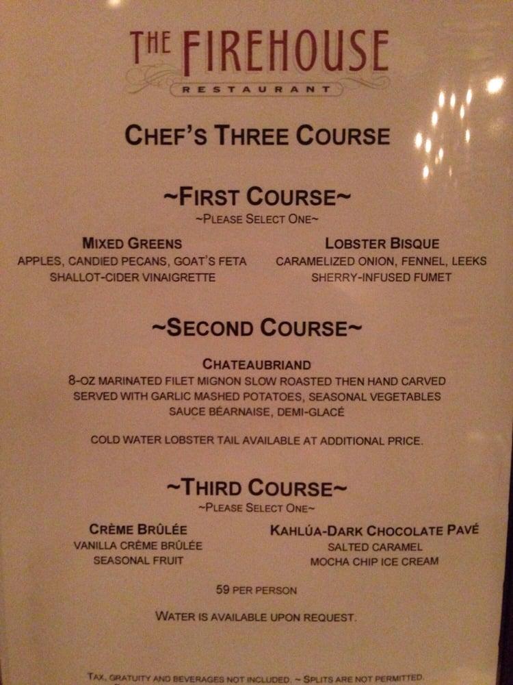 Menu at The Firehouse Restaurant, Sacramento
